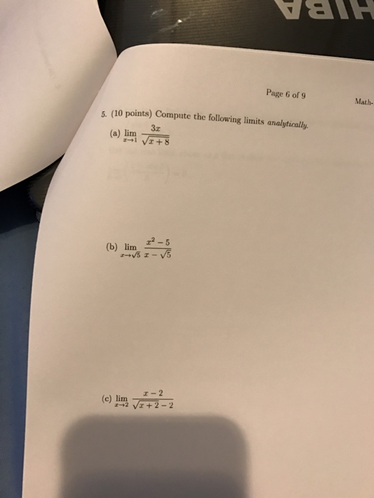 Solved Compute the following limits analytically. lim_x | Chegg.com