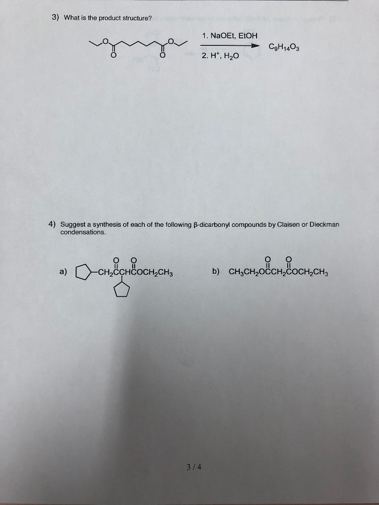 Solved 3) What is the product structure? 1. NaOEt, EtOH 2. | Chegg.com
