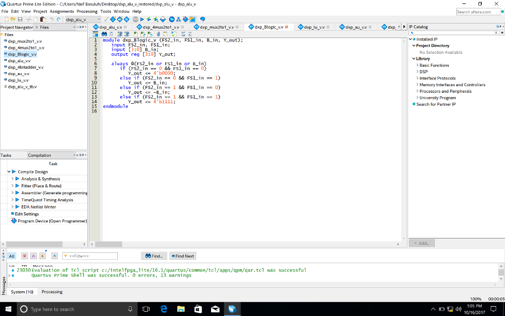 Solved Quartus Prime Lite Edition -C/Users/Naif | Chegg.com