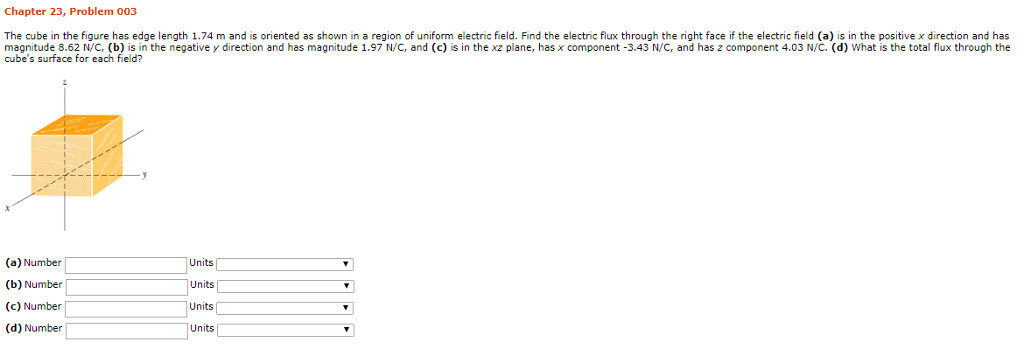 Solved Chapter 23, Problem 003 The cube in the figure has | Chegg.com