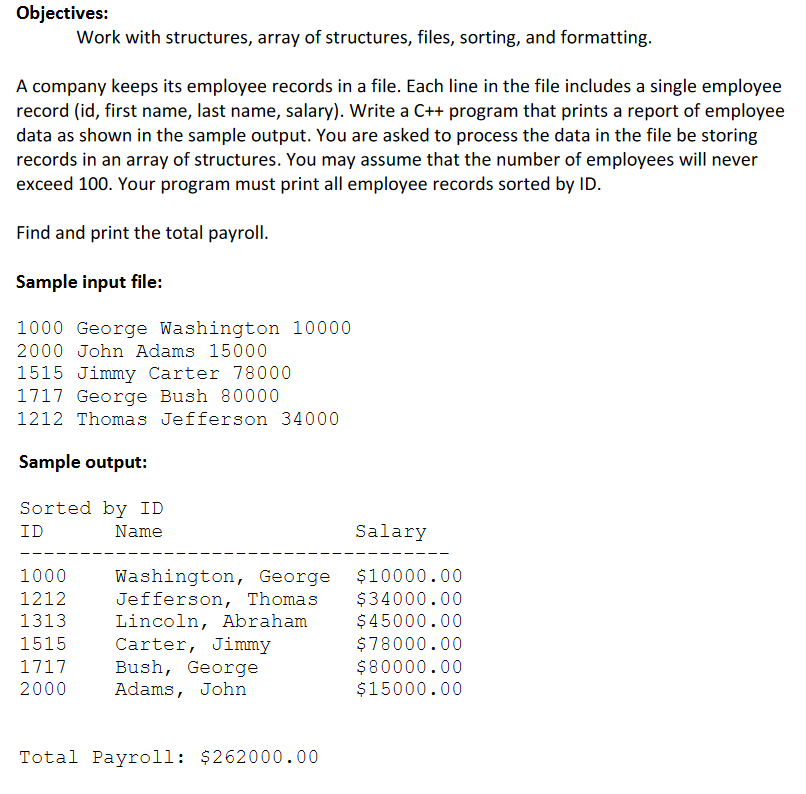 Solved Work With Structures Array Of Structures Files 3578