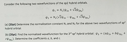 Solved Consider the following two wavefunctions of the sp2 | Chegg.com