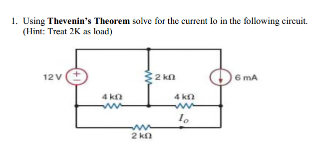 Solved Using Thevenin's Theorem solve for the current Io | Chegg.com