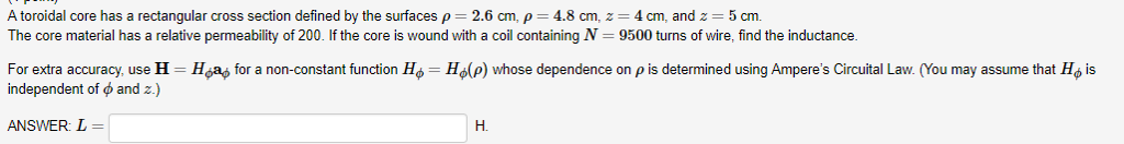 Solved A toroidal core has a rectangular cross section | Chegg.com
