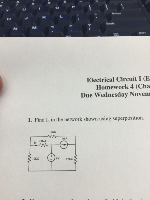 Solved Find I_o in the network shown using superposition. | Chegg.com