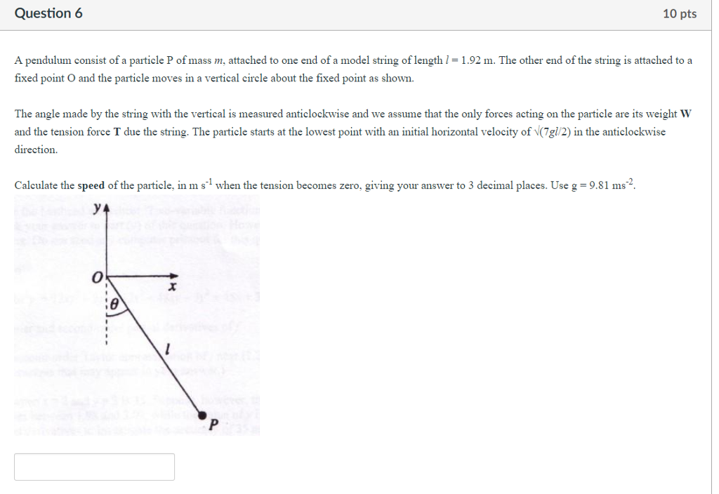 Solved Question 6 10 pts A pendulum consist of a particle P | Chegg.com