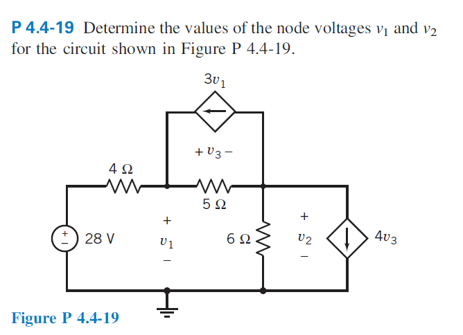 Solved P 4.4-19 Determine the values of the node voltages Vi | Chegg.com