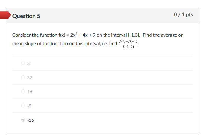 Solved Question 5 0/1 pts Consider the function f(x) - 2x2 + | Chegg.com