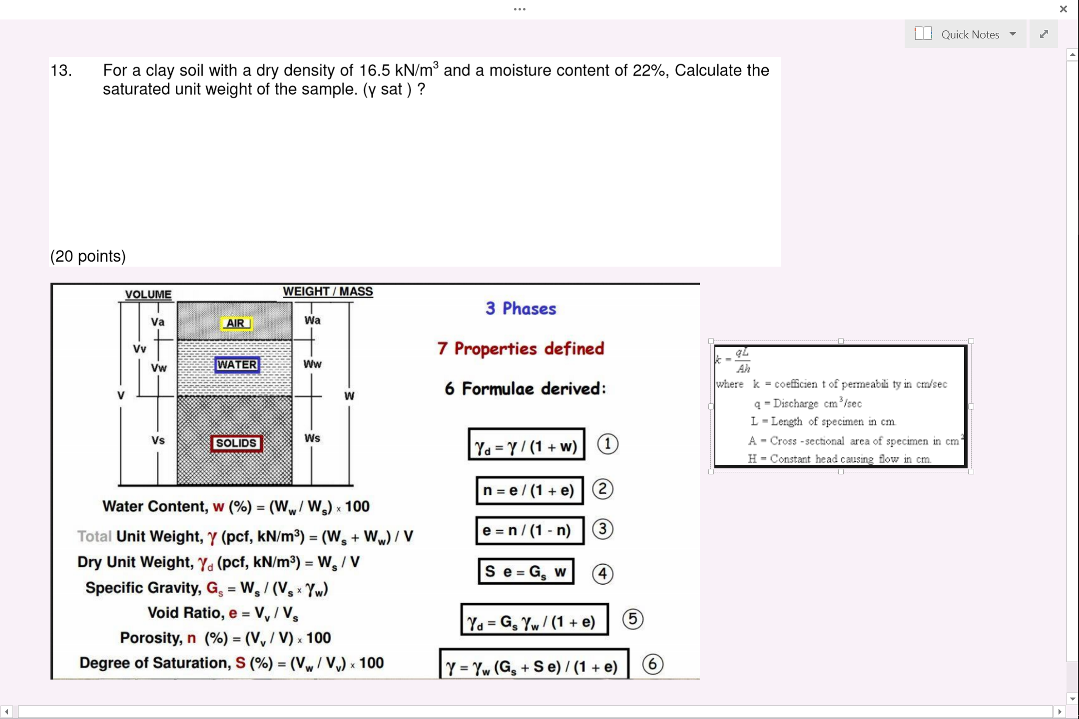 Solved For a clay soil with a dry density of 16.5 kN/m^3 and | Chegg.com