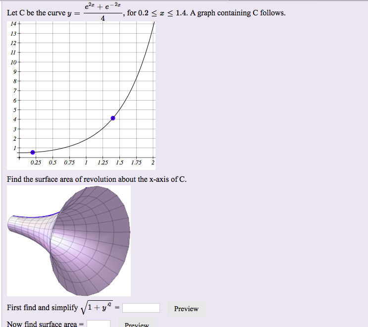 Solved Let C be the curve y = e^2x + e^-2x/4, for 0.2 | Chegg.com