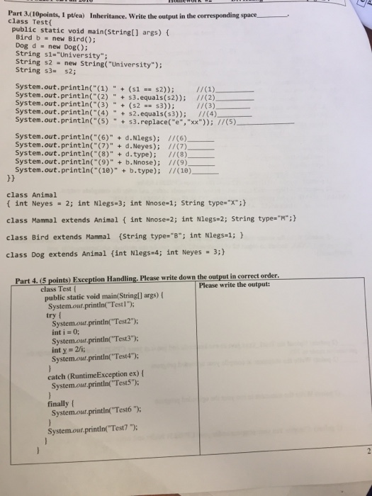Solved Part 3(10points, 1pt/ea) Inheritance. write the | Chegg.com