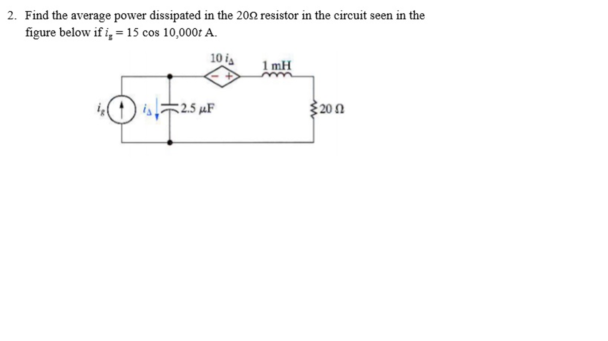 Solved Find the average power dissipated in the 20 Ohm | Chegg.com