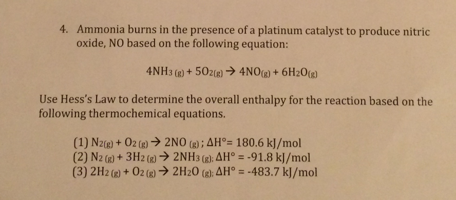 Solved Ammonia burns in the presence of a platinum catalyst | Chegg.com