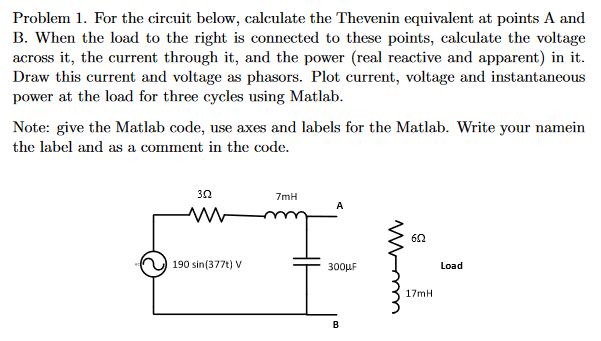 Solved For the circuit below, calculate the Thevenin | Chegg.com