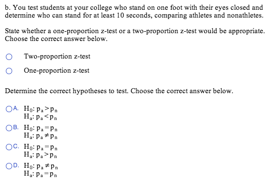Solved For Each Test In Parts A And B Below State Whether A Chegg
