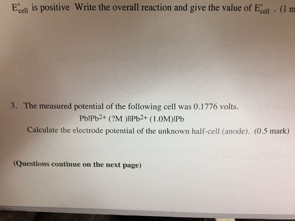 Solved E degree_cell is positive Write the overall reaction | Chegg.com