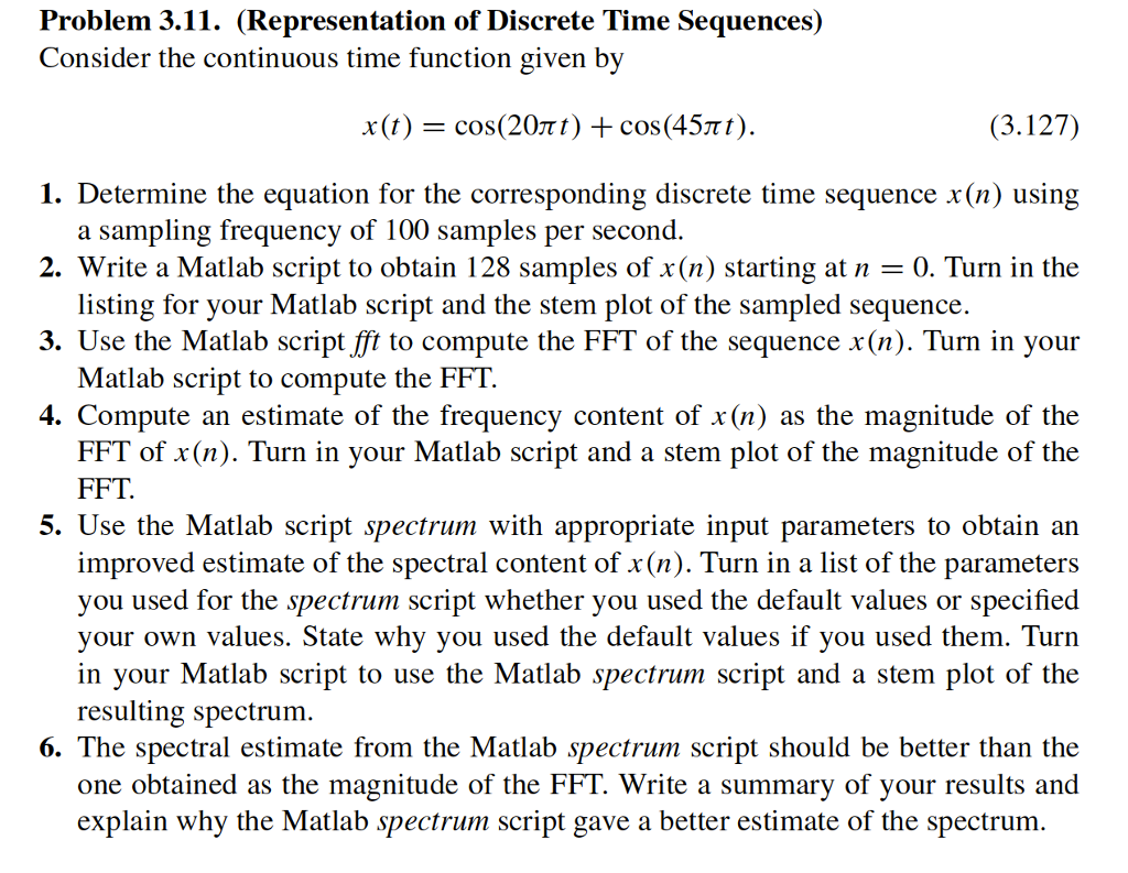 Solved Problem 3.11. (Representation of Discrete Time | Chegg.com