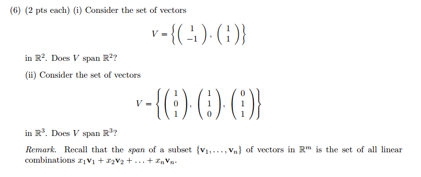 Solved Consider the set of vectors V= {(1 -1), (1 1)} in | Chegg.com