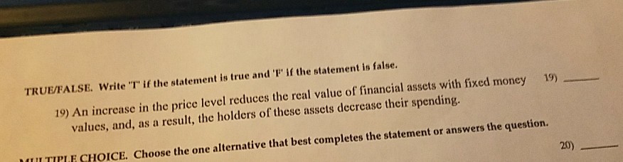 Solved TRUEFALSE. Write "T'if the statement is true and 'P' | Chegg.com