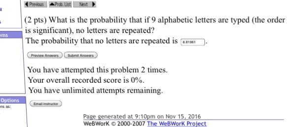 Solved What is the probability that if 9 alphabetic letters | Chegg.com