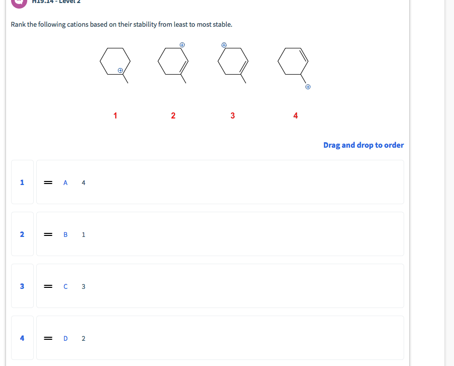 Solved Rank the following cations based on their stability | Chegg.com