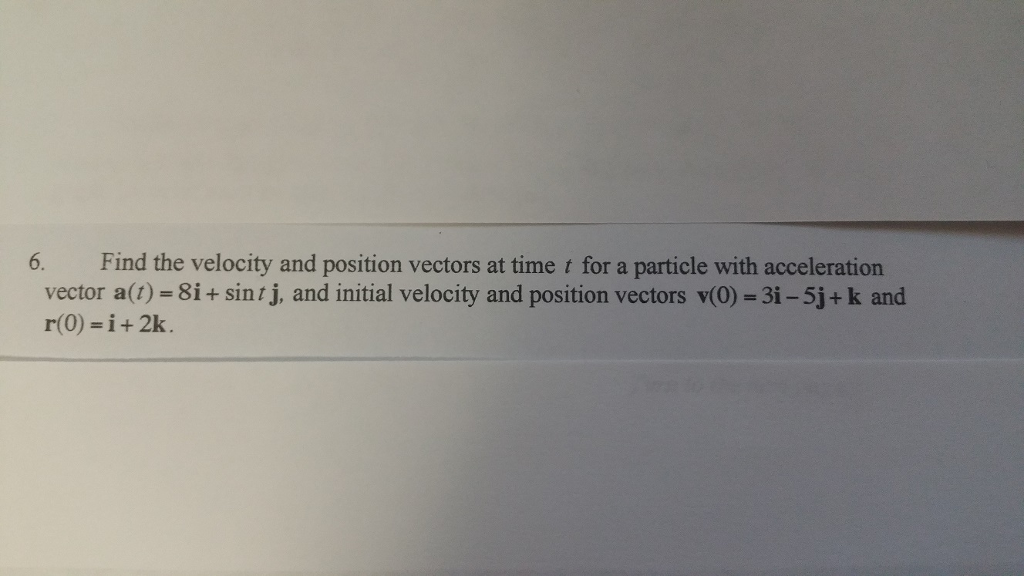 Solved 6. Find the velocity and position vectors at time t | Chegg.com