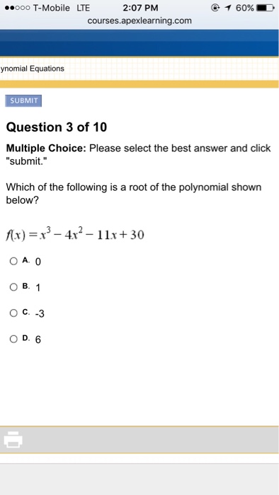 Solved ooo T-Mobile LTE 2:07 PM courses.apexlearning.com | Chegg.com