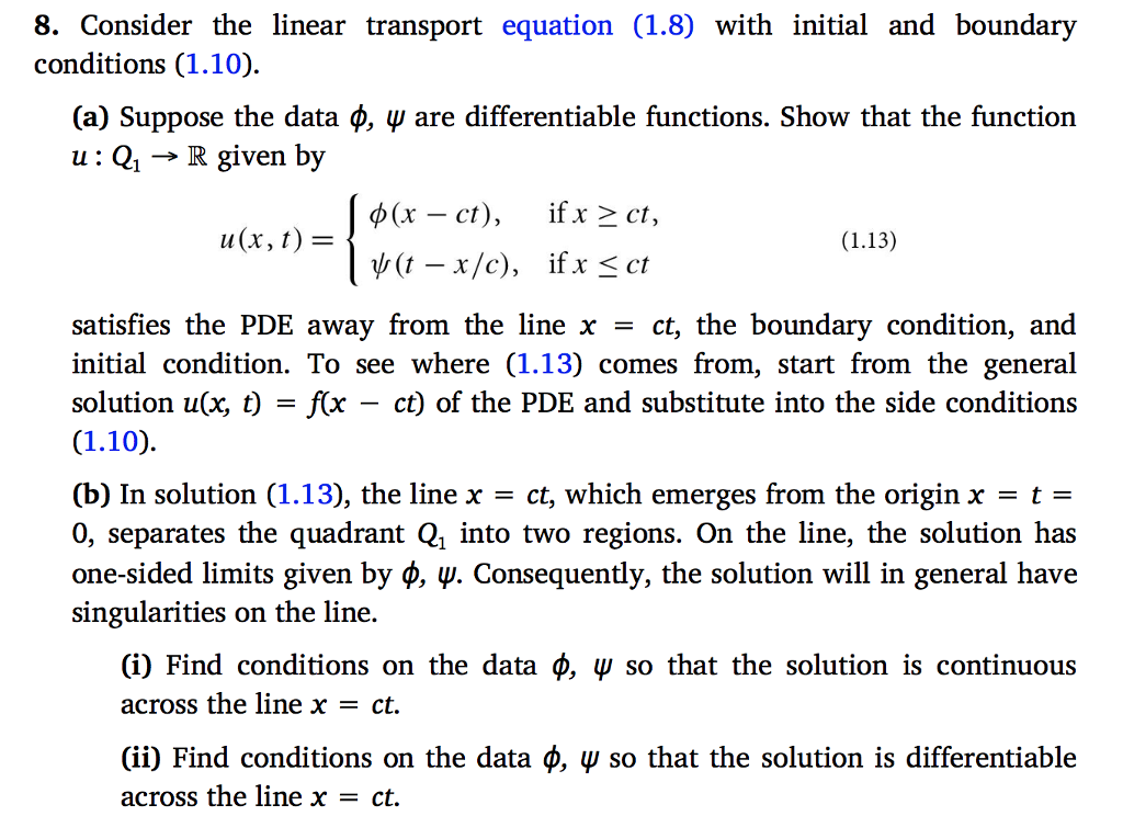 Consider the linear transport equation (1.8) with | Chegg.com