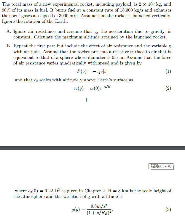 Solved The total mass of a new experimental rocket, | Chegg.com