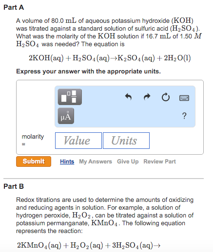 Solved Part A A volume of 80.0 mL of aqueous potassium | Chegg.com