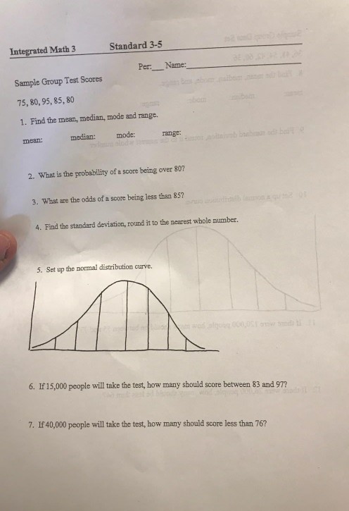 Solved Standard 3-5 Integrated Math 3 Per Name: Sample Group | Chegg.com