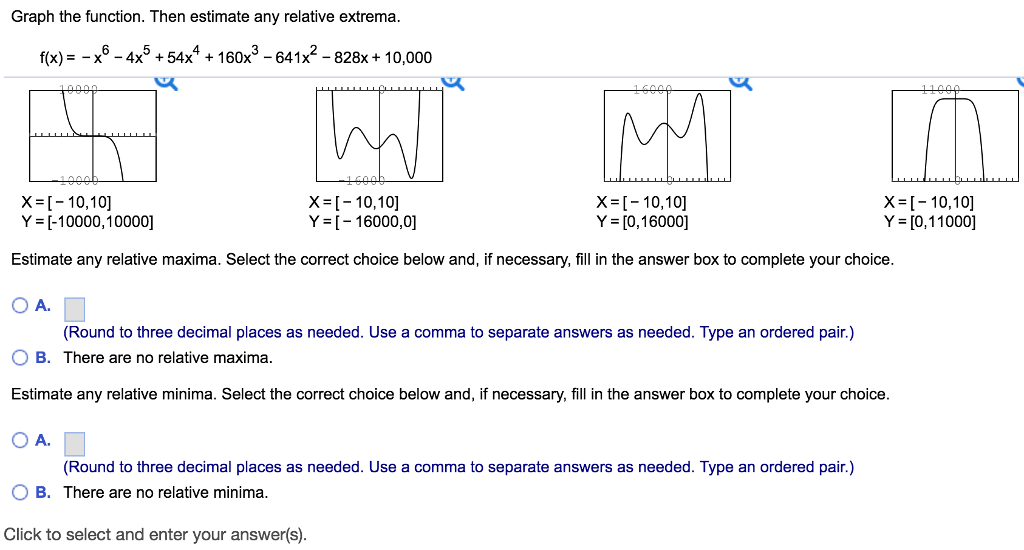 Solved Graph the function. Then estimate any relative | Chegg.com