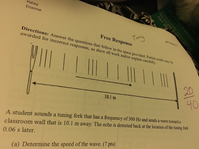 Solved A Student sounds a tuning fork that has a frequency | Chegg.com
