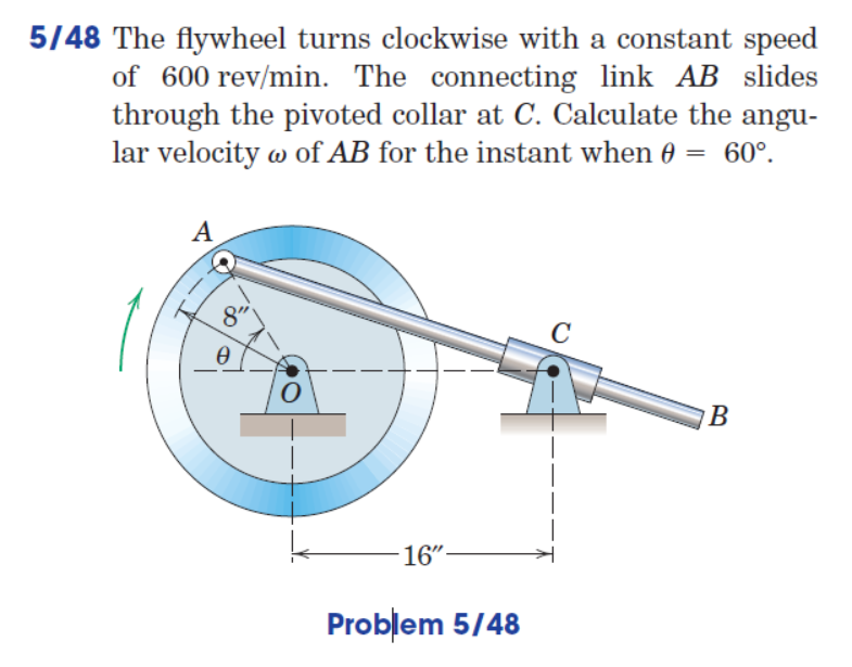 Solved 5/48 The flywheel turns clockwise with a constant | Chegg.com