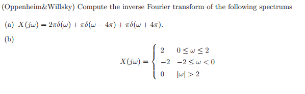 Solved (Oppenheim & Willsky) Compute the inverse Fourier | Chegg.com