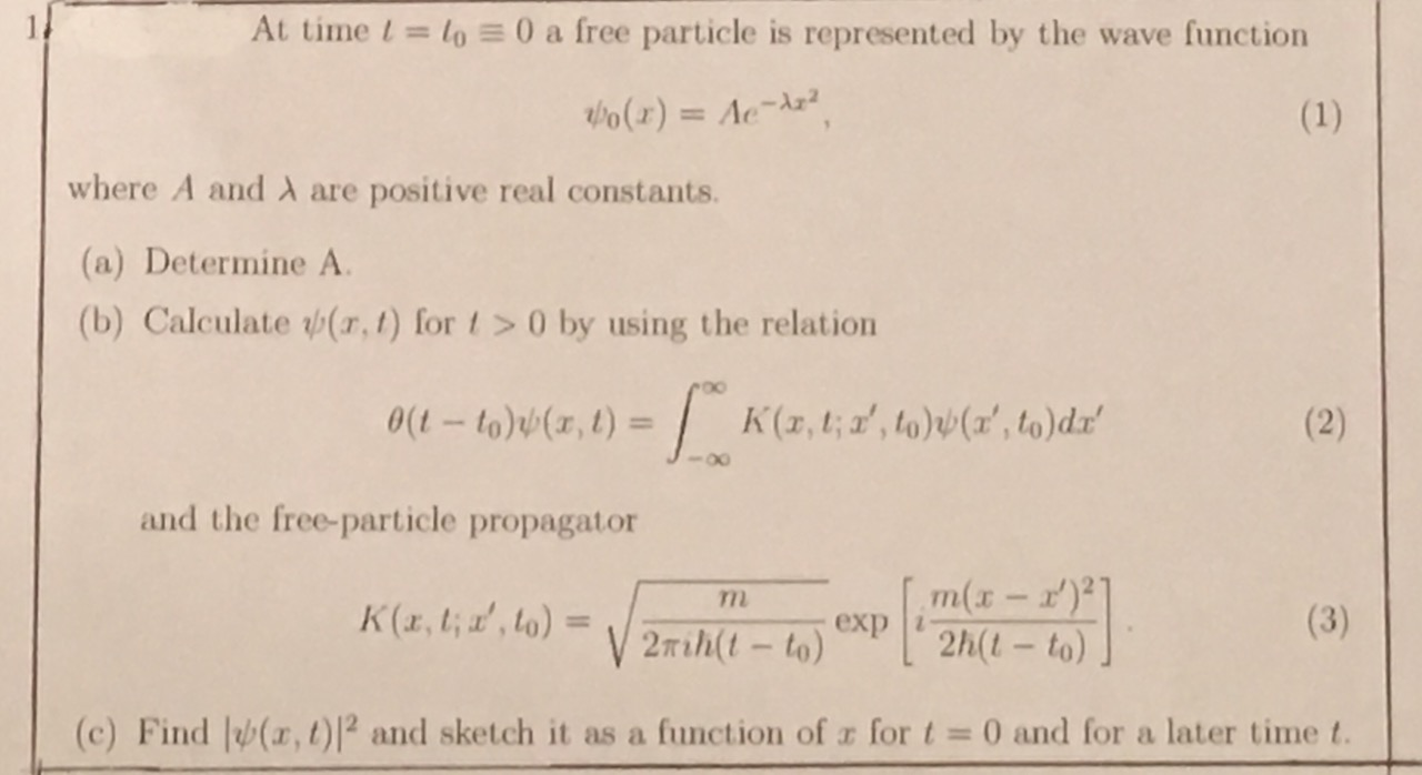 Solved At time i = to = 0 a free particle is represented by | Chegg.com