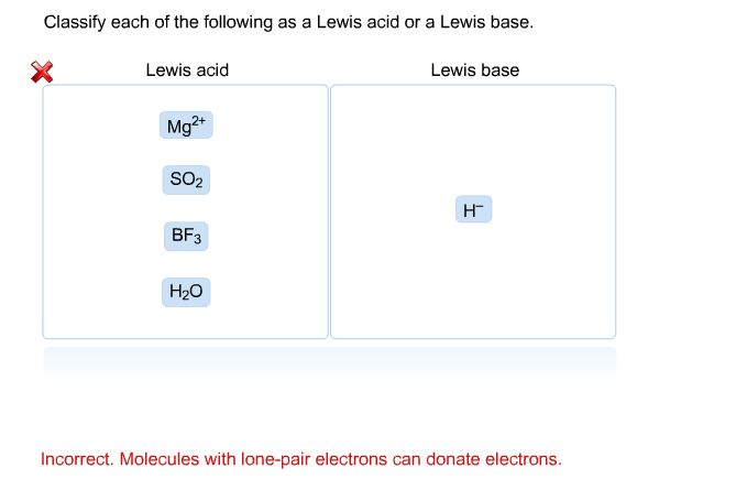 Solved classify each of the following as Lewis acid or Lewis | Chegg.com