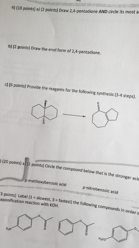 Solved 4) (10 points) a) (2 points) Draw 2,4-pentadione AND | Chegg.com