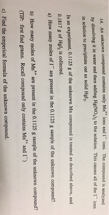 Solved An unknown compound contains only Mn^x+ ions and I^- | Chegg.com