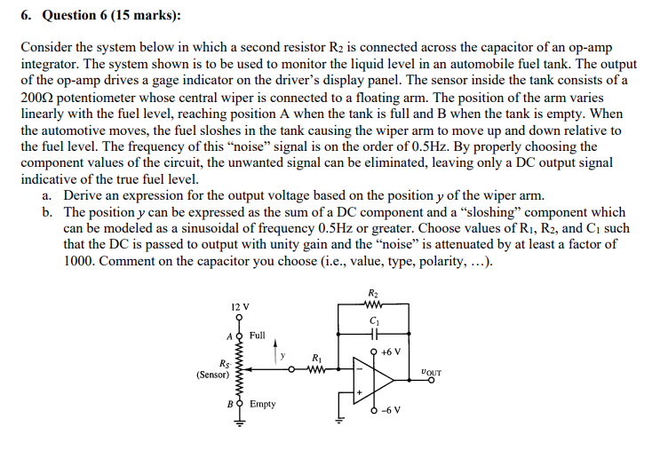 Solved 6. Question 6 (15 marks): Consider the system below | Chegg.com