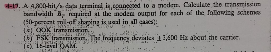 Solved A 4,800-bit/s data terminal is connected to a modem. | Chegg.com