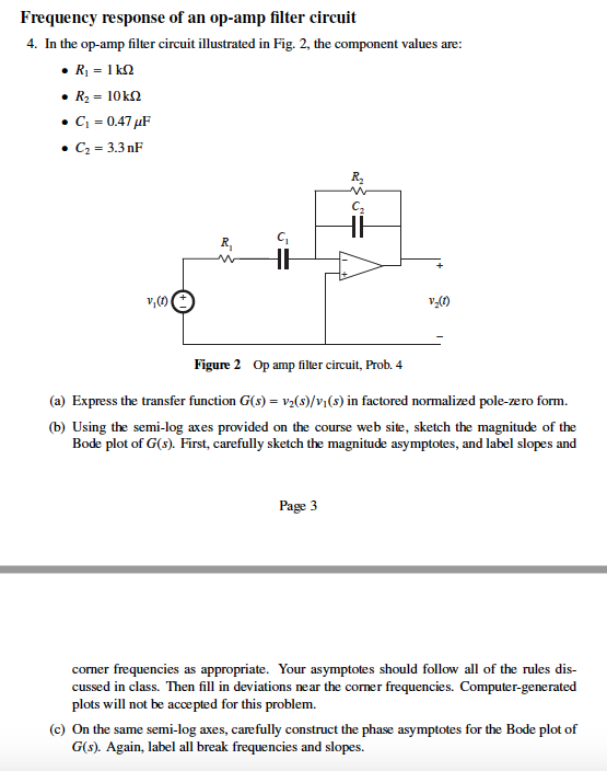 Solved Frequency response of an op-amp filter circuit 4. In | Chegg.com