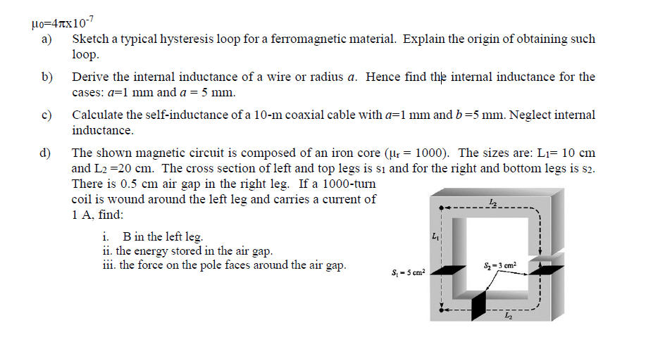 Solved mu_0 = 4 pi x 10^-7 Sketch a typical hysteresis loop | Chegg.com