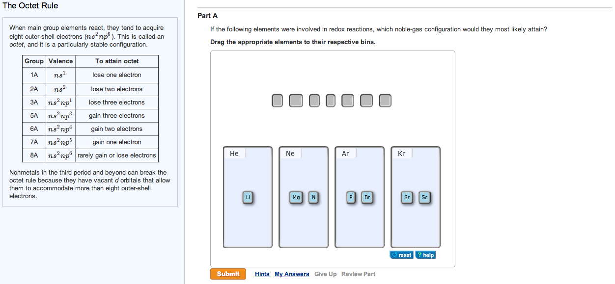 Solved When main group elements react, they tend to acquire | Chegg.com
