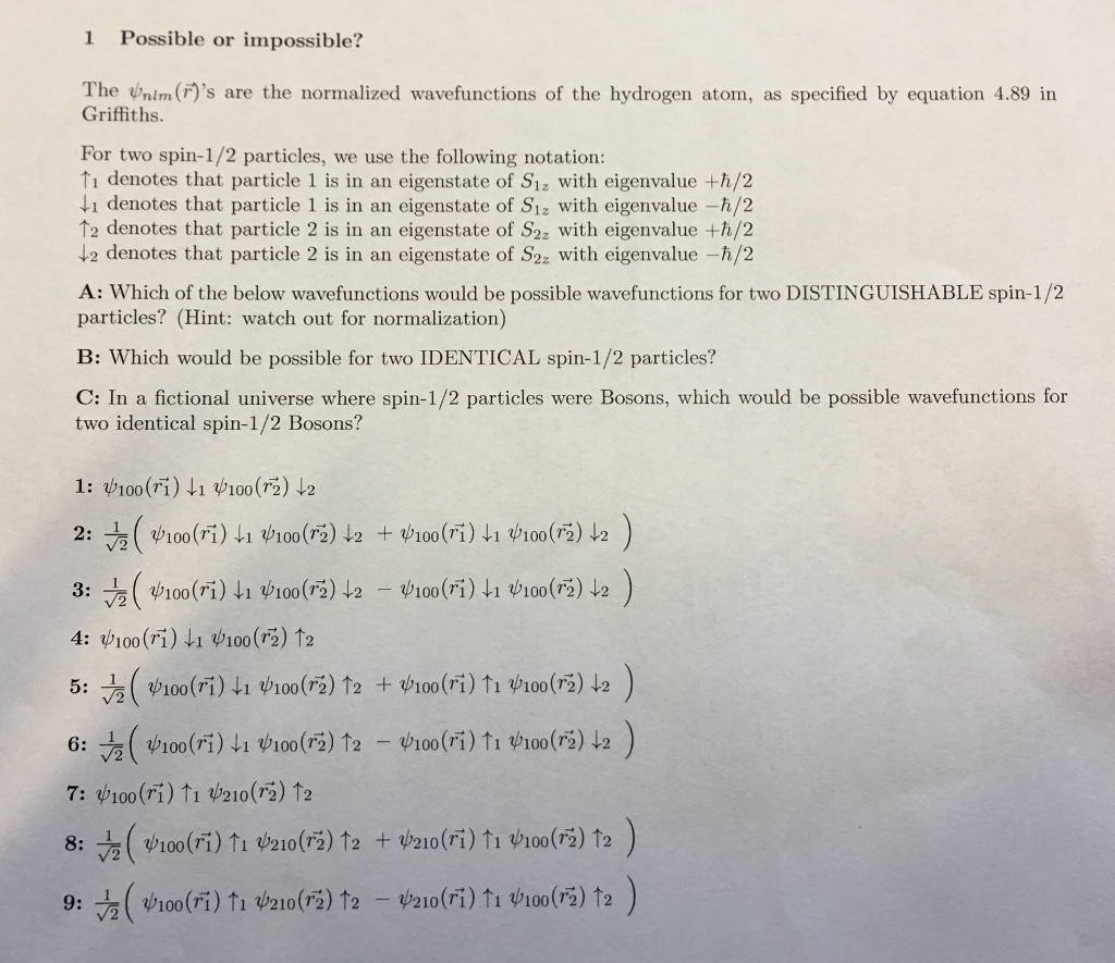 Solved 1 Possible or impossible? The nim()'s are the | Chegg.com