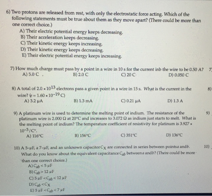 Solved Two protons are released from rest, with only the | Chegg.com