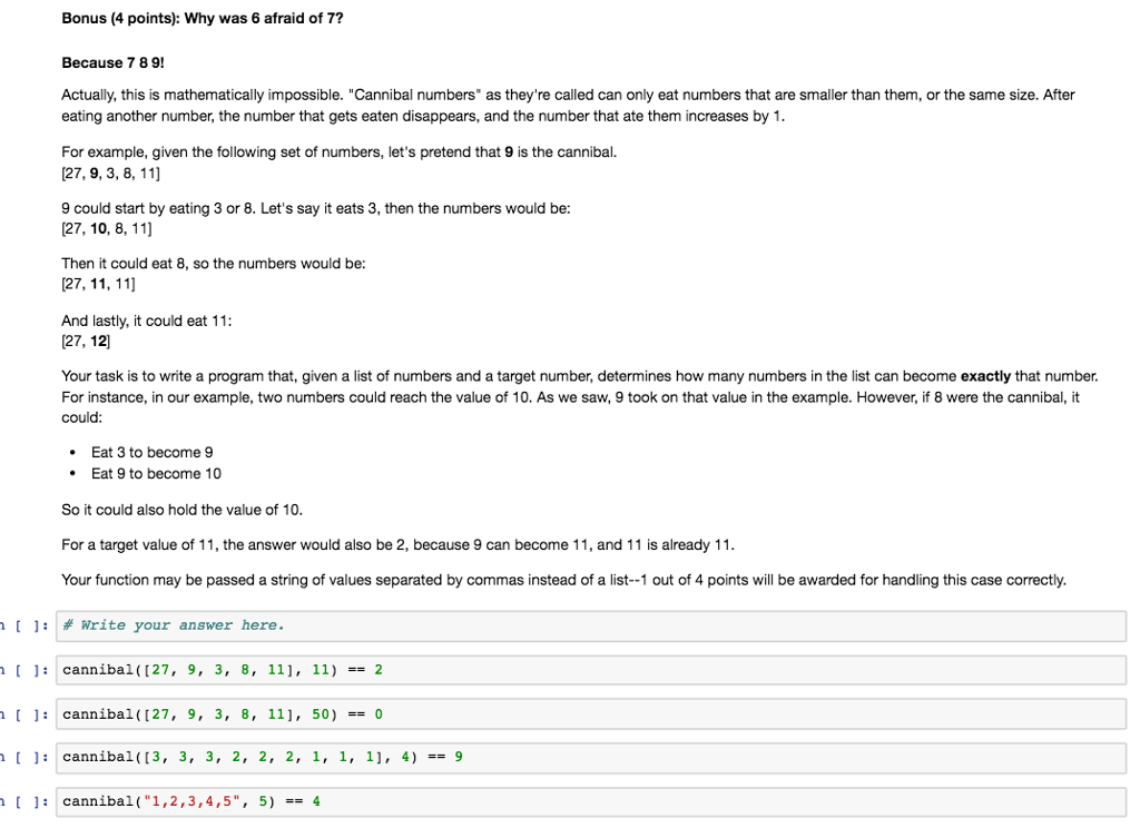 Solved Bonus (4 points): Why was 6 afraid of 7? Because 7 | Chegg.com