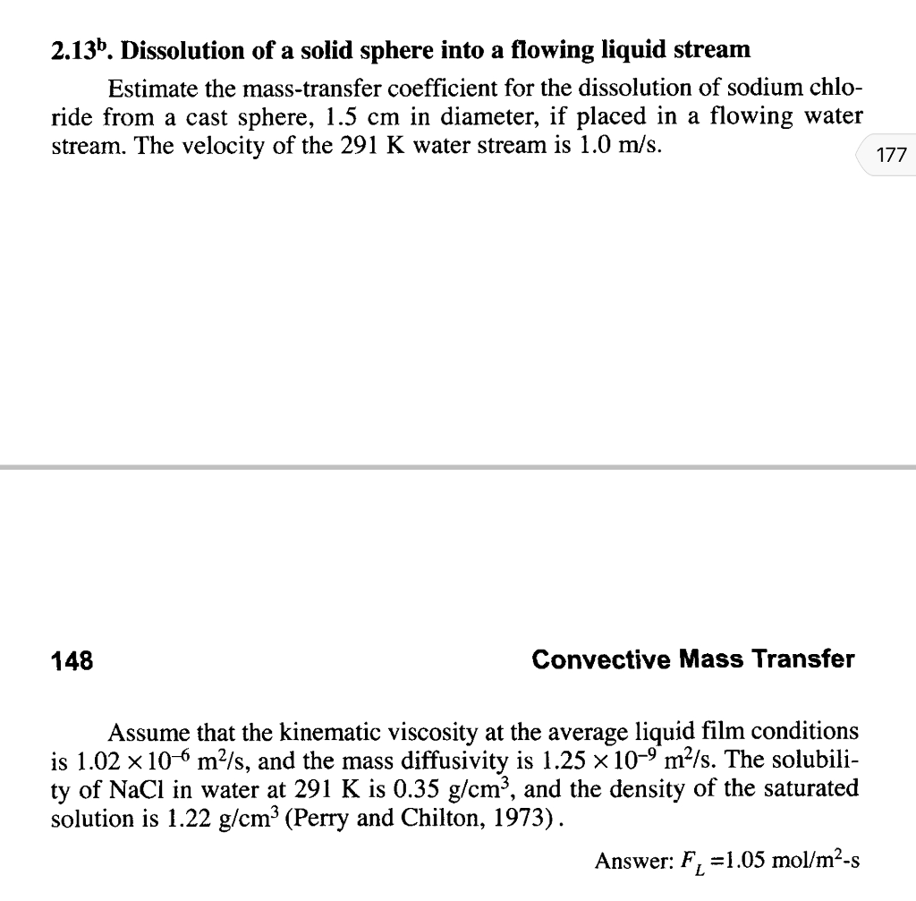 Solved 2.13b. Dissolution of a solid sphere into a flowing | Chegg.com