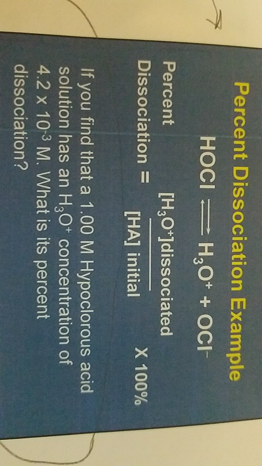 Solved Percent Dissociation Example Percent Dissociation [H | Chegg.com