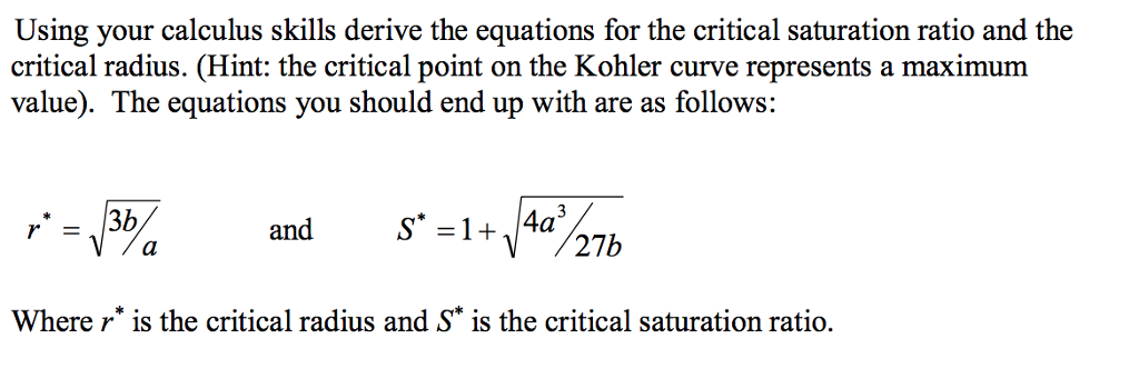 Solved Using your calculus skills derive the equations for | Chegg.com